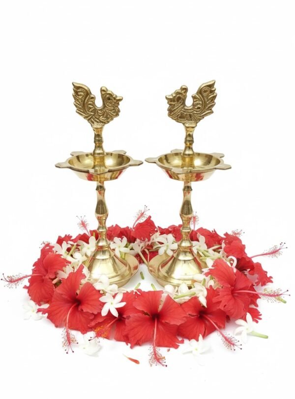 Traditional Brass Annapakshi Vilakku (15 Inch) – Handcrafted Standing ...
